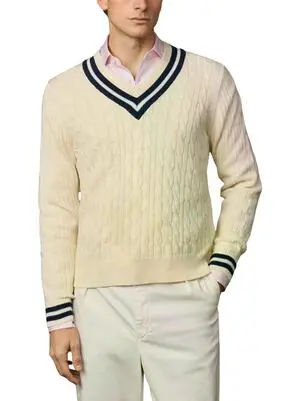 HACKETT LONDON Cable-knit Cricket Sweater - Neutrals