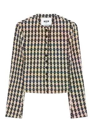 MSGM Diamond-pattern Button-up Jacket - Neutrals