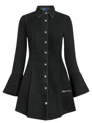 Karl Lagerfeld Denim Flared Sleeve Shirt Dress - Black