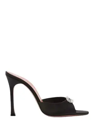 Amina Muaddi Satin Stiletto Slippers - Black