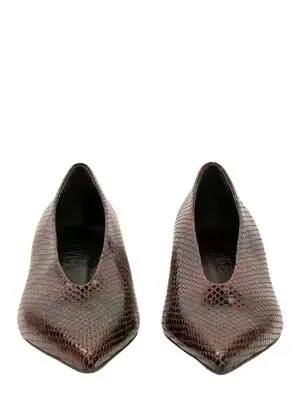 AeydĒ Clara Snake-Effect Pointed-Toe Pumps Red