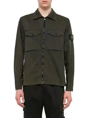 Stone Island Stretch Organic Cotton Satin Shirt - Green