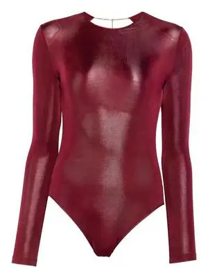 Saint Laurent Open-back Long-sleeve Bodysuit - Red