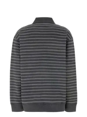 Miu Miu Striped Polo-collar Sweatshirt - Grey