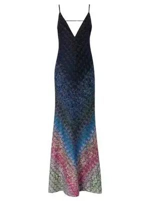 Missoni Zigzag Knit Open-back Maxi Dress - Blue