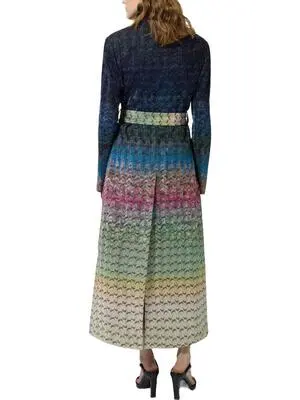 Missoni Zigzag-knit Belted Coat - Blue