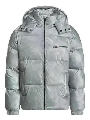 Karl Lagerfeld Regular Shiny Puffer Jacket - Silver