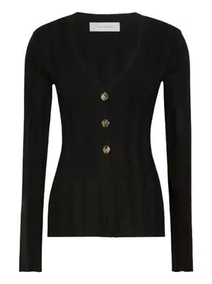 Sportmax Laser Ribbed-knit V-neck Cardigan - Black