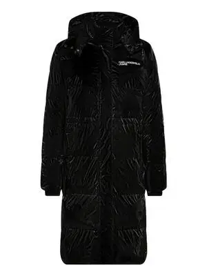 Karl Lagerfeld Long Shiny Puffer Jacket - Black