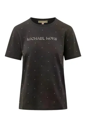 Michael Kors Stud-embellished Logo-print T-shirt - Black