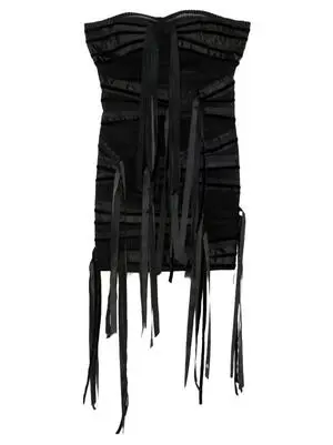 Attico Fringed Strapless Mini Dress - Black