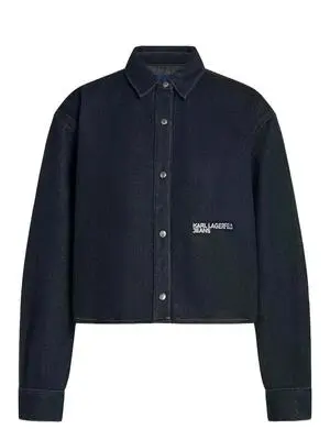 Karl Lagerfeld Logo Detail Denim Shirt - Blue