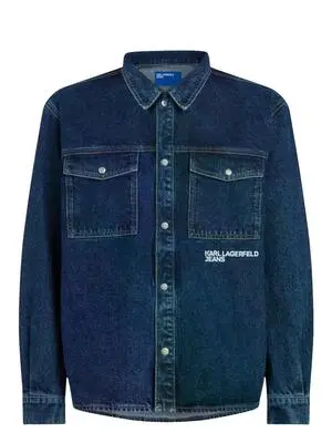 Karl Lagerfeld Logo Denim Overshirt - Blue