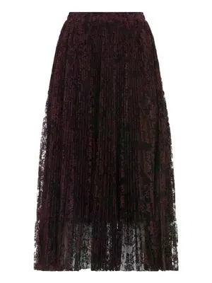 Ermanno Scervino Pleated Lace-overlay Midi Skirt - Red