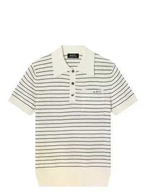 A.p.c. Fitted Striped Ecru Polo - Neutrals