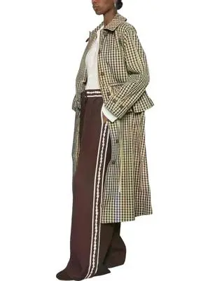 ALEMAIS Wide Leg Drawstring Palazzo Pants With Side Stripe Detail - Brown