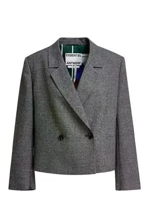 Essentiel Antwerp Double-breasted Cropped Blazer - Grey