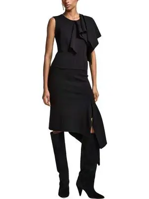 Essentiel Antwerp Know Ruffled Asymmetric-neck Blouse - Black