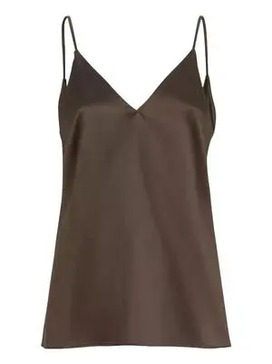 Brunello Cucinelli Stretch Silk Satin Camisole - Brown
