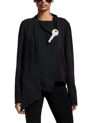 Essentiel Antwerp Rhinestone-embellished Asymmetric Blouse - Black