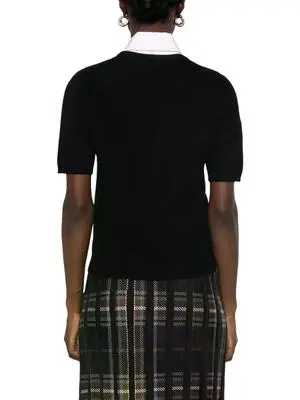 Eric Bompard Cashmere Short Sleeve Crew Neck Top - Black
