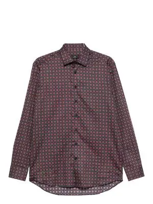 Etro Geometric-print Long-sleeve Shirt - Blue