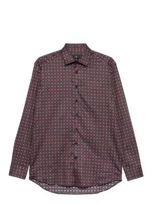 Etro Geometric-print Long-sleeve Shirt - Blue