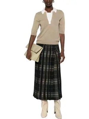Eric Bompard Two-tone Cashmere Polo Top - Neutrals