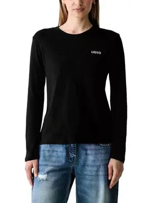 Liu Jo Logo Embellished Long Sleeve T-shirt - Black