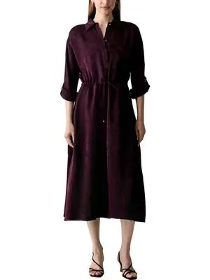 Liu Jo Floral-jacquard Drawstring-waist Midi Dress - Purple