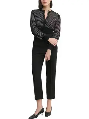 SANDRO FERRONE Striped Cropped Cardigan - Black
