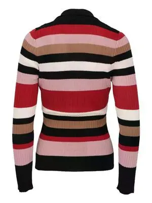 Isaia Striped Ribbed Sweater - Red