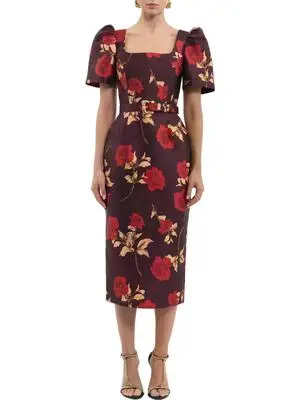 Rebecca Vallance Melora Floral Print Midi Dress - Brown