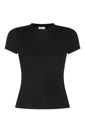Saint Laurent Cassandre Embroidered T-shirt - Black