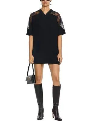 Off-White Lace Insert Soccer Dress - Black
