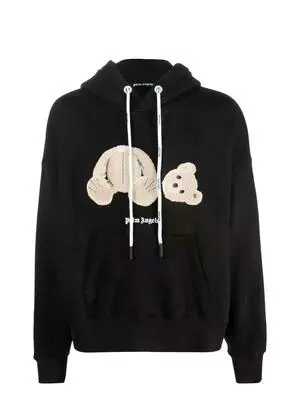 Palm Angels Teddy Bear Print Hoodie - Black