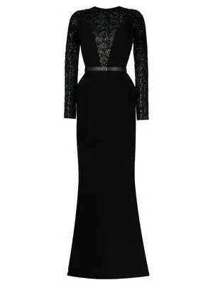SAIID KOBEISY Embellished Long Sleeve Gown - Black