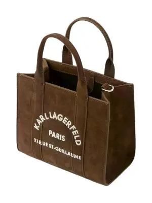 Karl Lagerfeld Mini Rue St-guillaume Suede Square Tote Brown