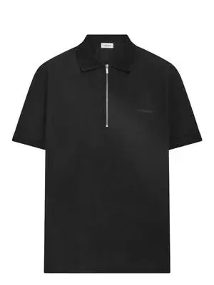 FERRAGAMO Polo With Zip Collar - Black