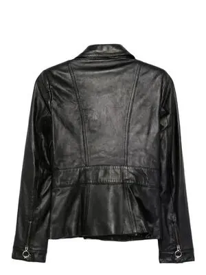 John Richmond Leather Zip-up Jacket - Black