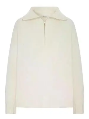 Max Mara Half-zip Knitted Sweater - Neutrals