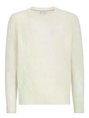 Brunello Cucinelli Cable-knit Cashmere Sweater - White