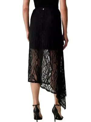 Guess Asymmetric Lace Overlay Skirt - Black