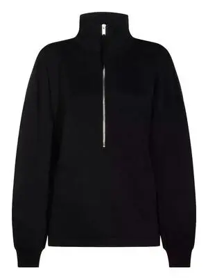 THOM KROM Half-zip Ruched-sleeve Sweater - Black