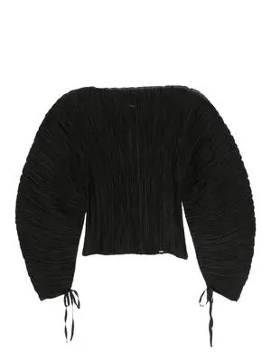 Cult Gaia Bega Plissé Balloon Sleeve Top - Black