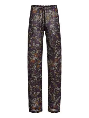Dries Van Noten Pachas Printed Straight-leg Georgette Pants - Purple