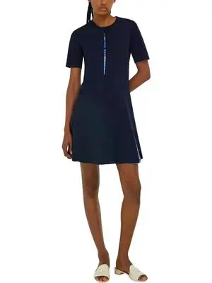 FERRAGAMO Knit Dress With Rooster Print Inserts - Blue