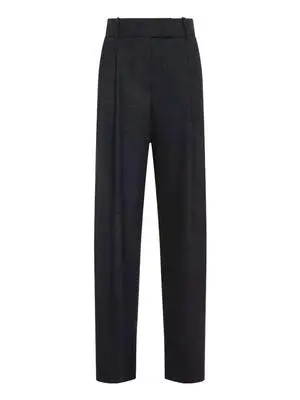 Giorgio Armani Wool Wide-leg Pleated Trousers - Grey