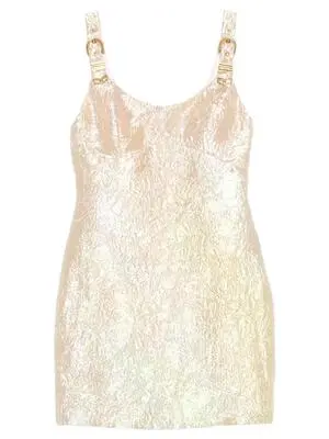 Versace Crushed Buckle-detail Mini Dress - Neutrals