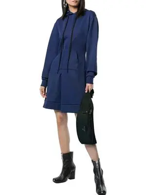 BEN TAVERNITI UNRAVEL PROJECT Hooded Dress With Pin Tucks - Blue